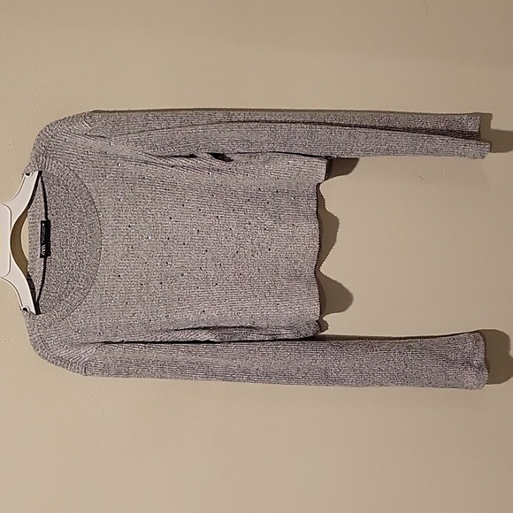 Zara | Tops | Zara Soft Ribbed Long Sleeve Crop Top With Rhinestones ...